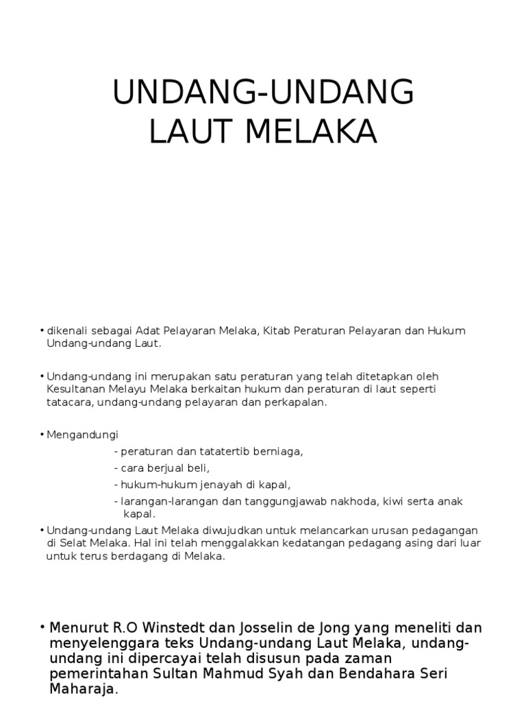 Peraturan Nakhoda dalam Undang Laut Melaka | PDF