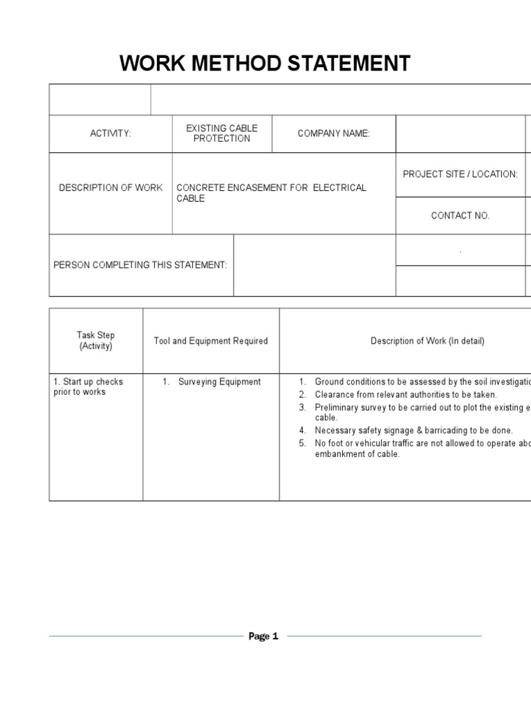 Electrical Encasement Method Statement