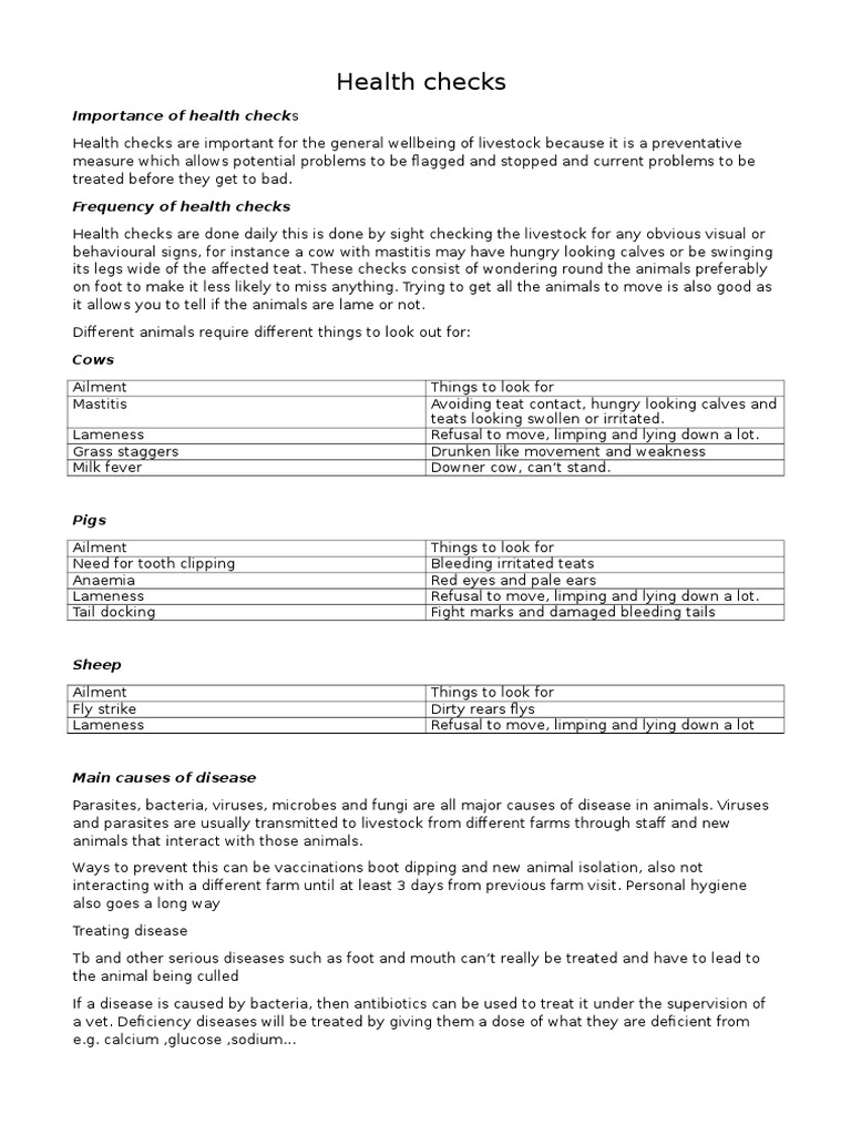 Health Checks For Livestock | PDF | Cattle | Livestock