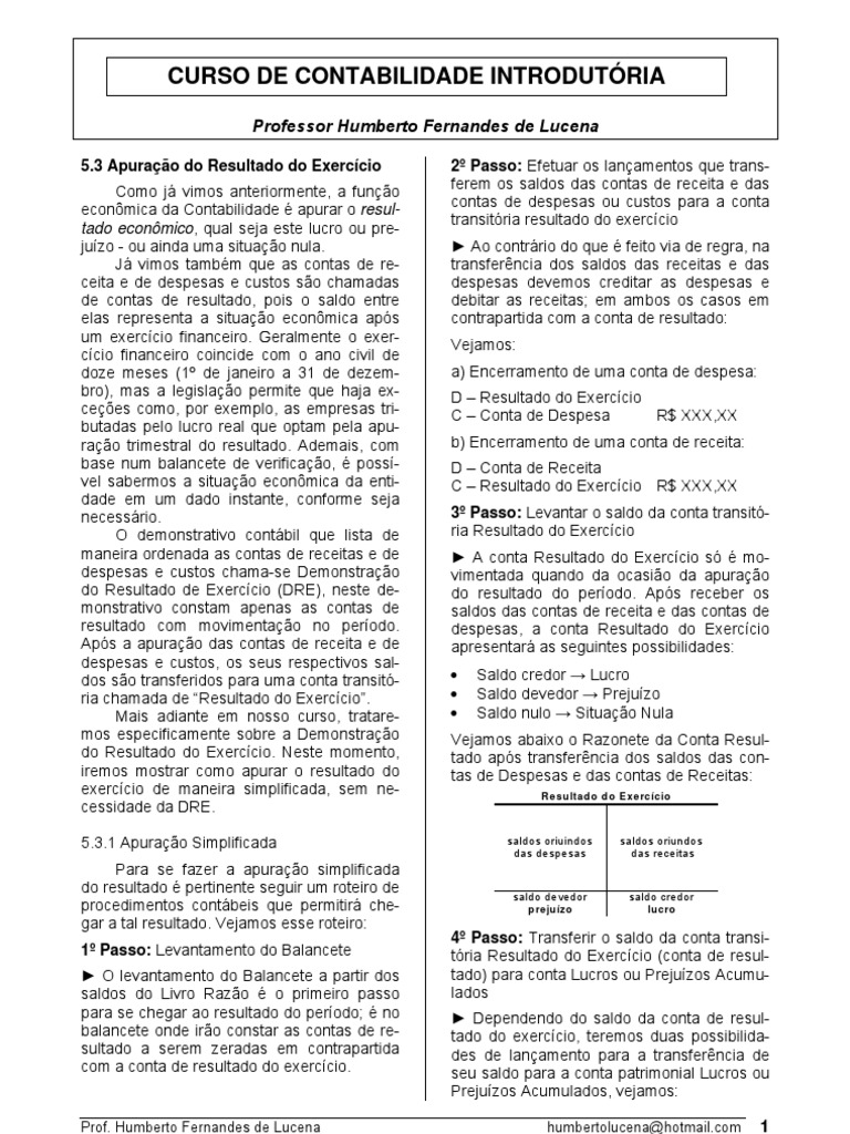 Contabilidade - Curso de Contabilidade Introdutória - 05 - Apuração Do ...