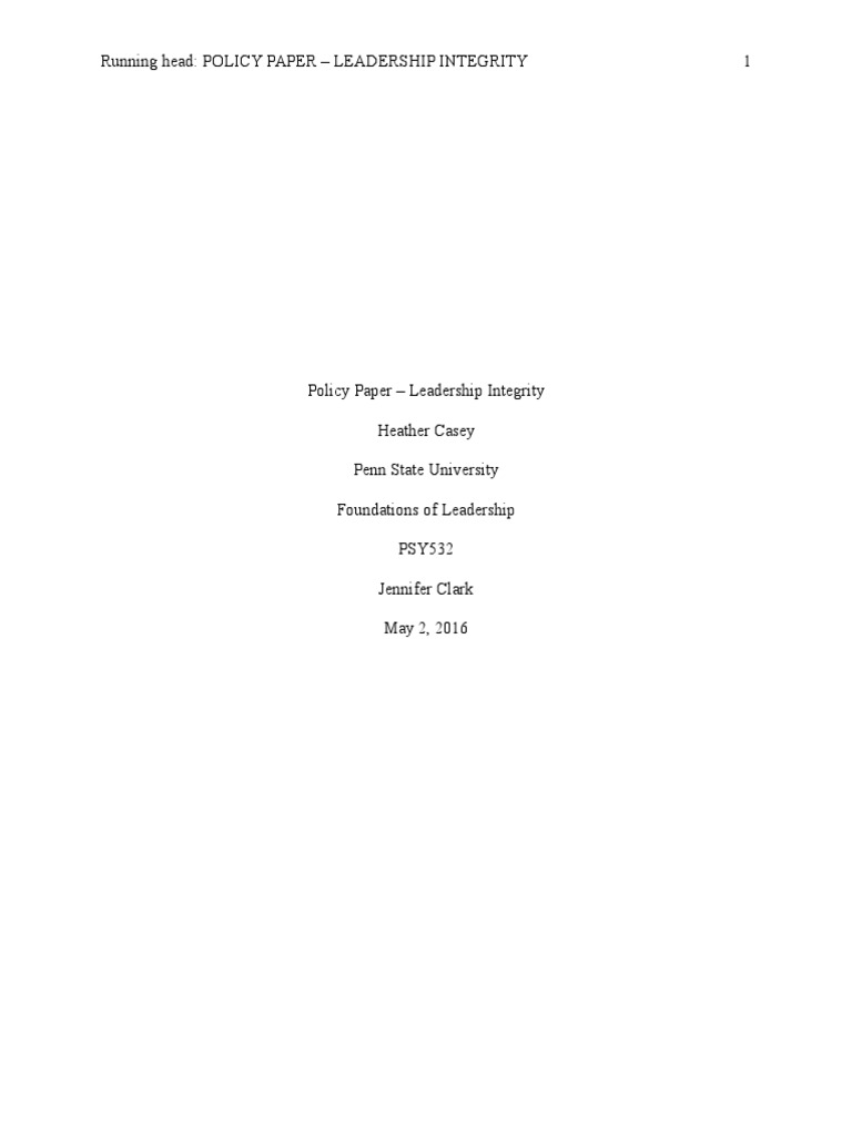 Leadership Integrity Policy Framework | PDF | Integrity | Trust (Emotion)
