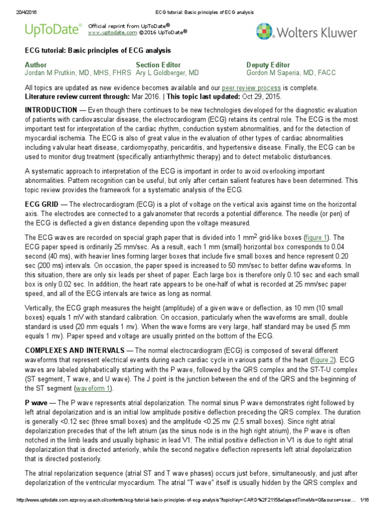 ECG Tutorial - Basic Principles of ECG Analysis | PDF ...