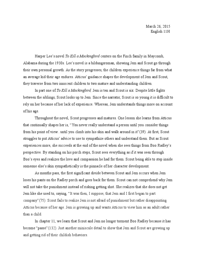 Maturity and Loss of Innocence in To Kill A Mockingbird | PDF | To Kill ...