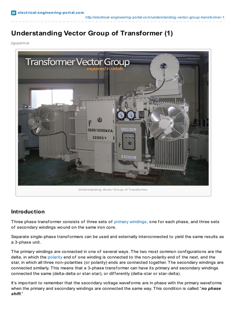 Understanding Vector Group of Transformer 1 PDF | PDF ...