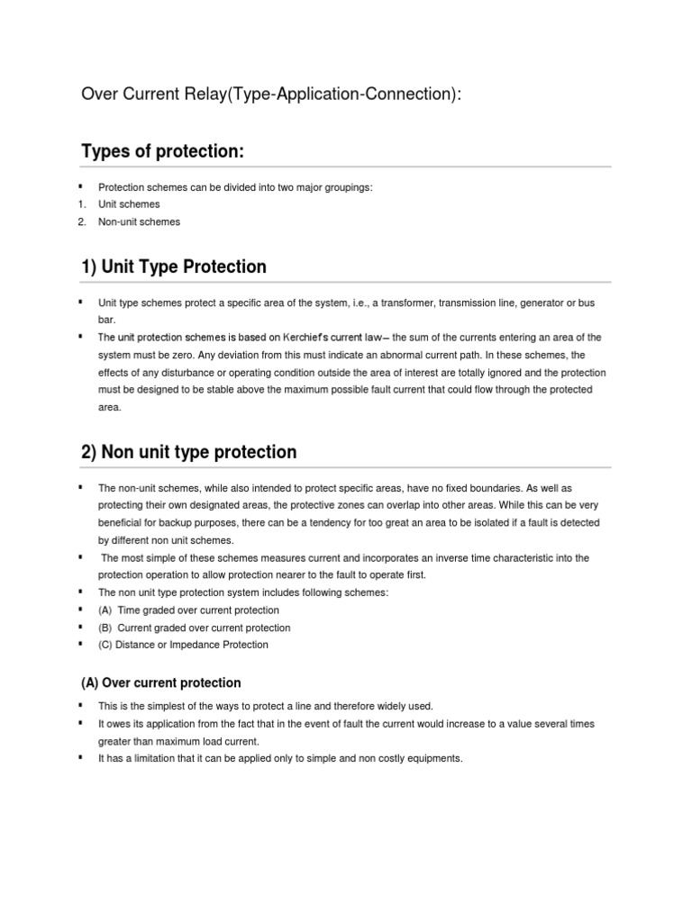 Over Current Relay Types and Applications | PDF | Relay | Electric ...