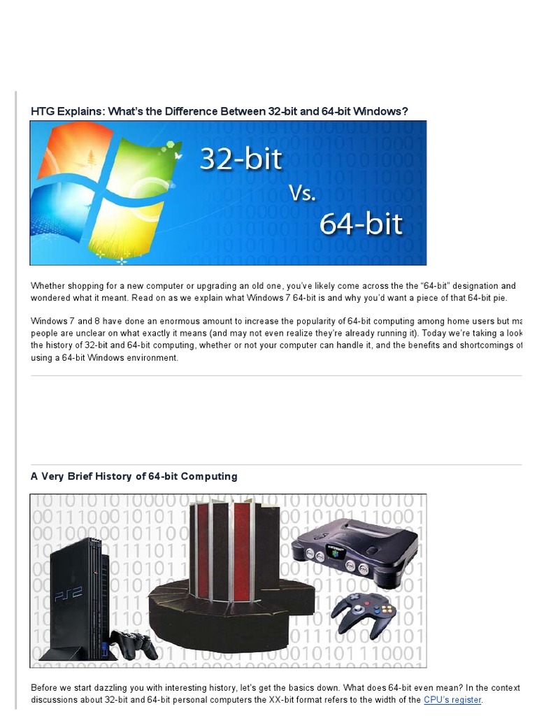 32-Bit and 64-Bit Windows | PDF | 64 Bit Computing | Windows 7