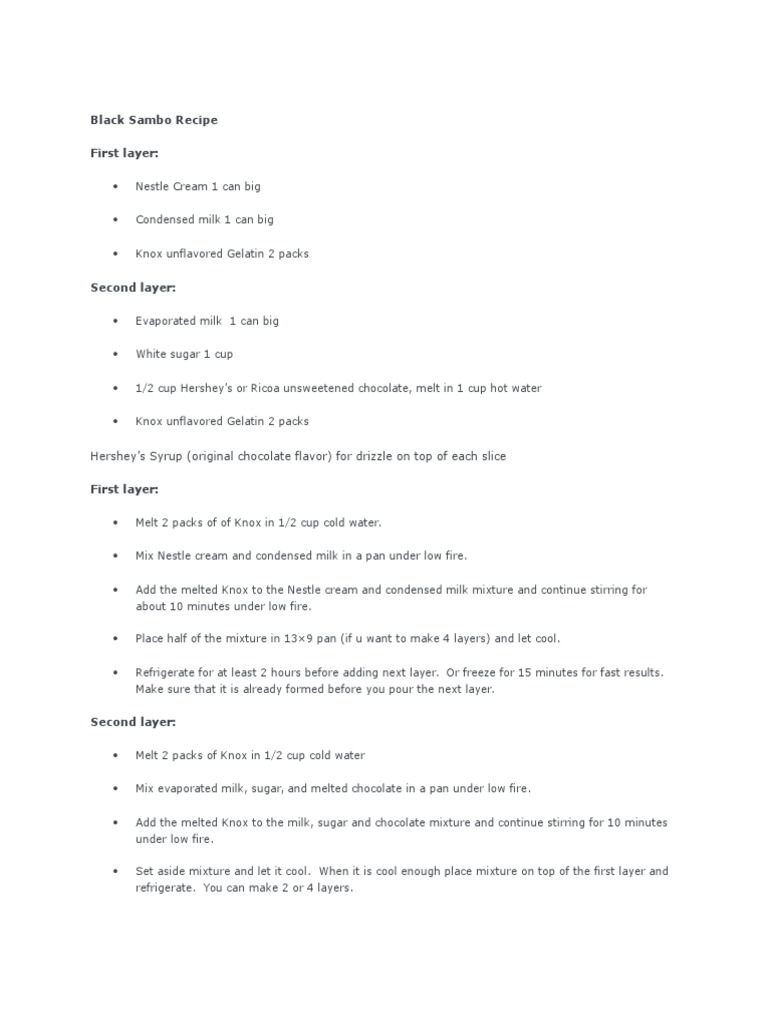Black Sambo Dessert Recipe Guide | PDF
