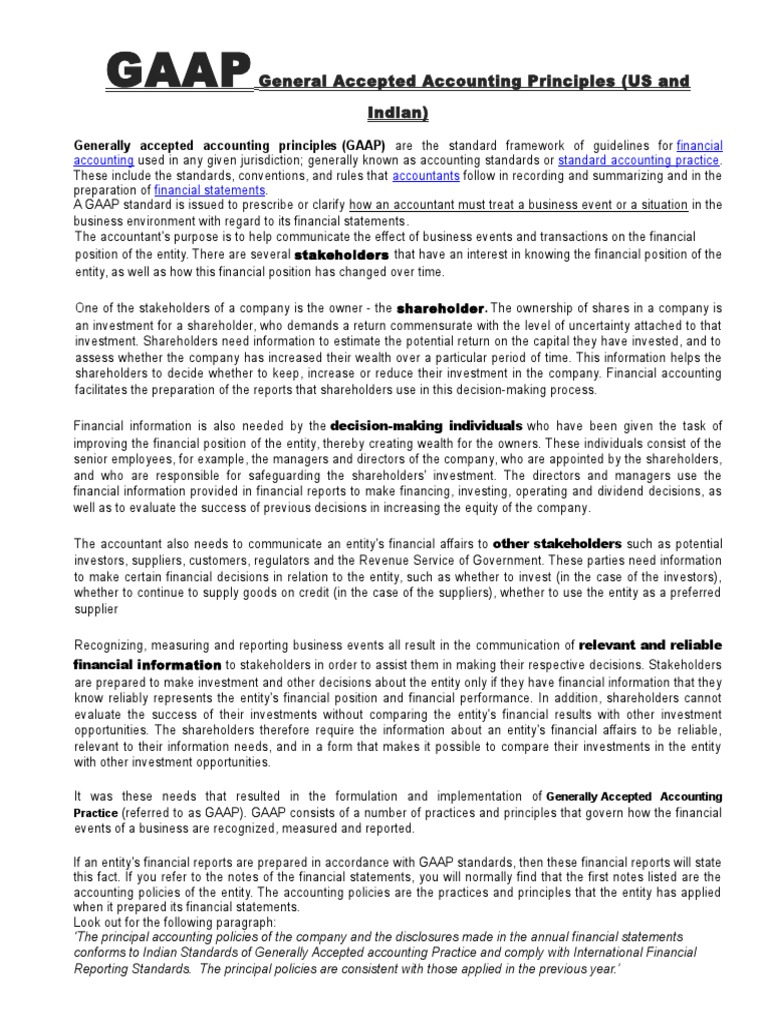 GAAP General Accepted Accounting Principles | PDF | International ...