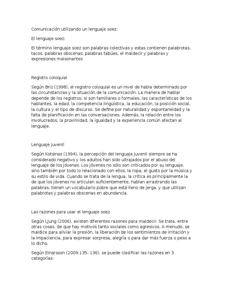 Lenguaje Soez: Definición y Ejemplos | PDF | Blasfemia | Ira