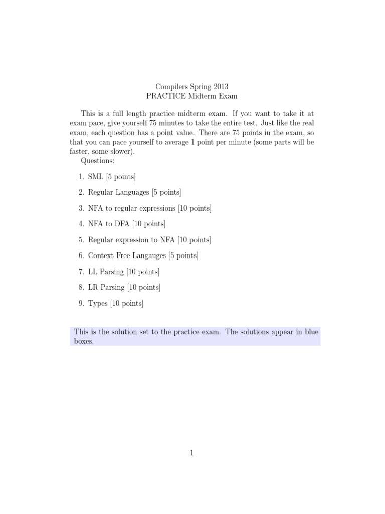 Practice Midterm Soln | PDF | Parsing | Metalogic