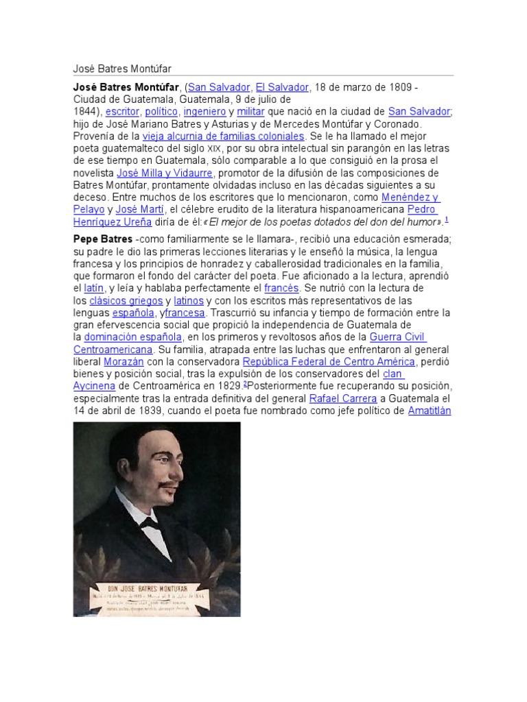 Biografía de José Batres Montúfar | PDF