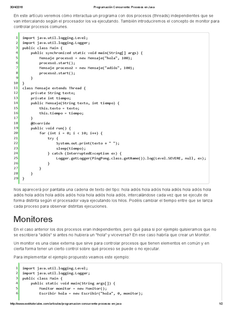 Programación Concurrente Procesos En Java Hilo Computación Java Lenguaje De Programación 2211