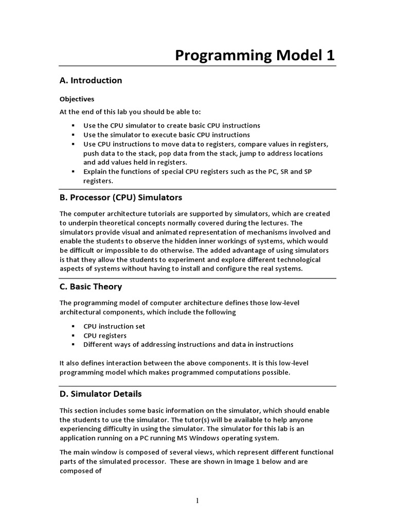 01 Programming Model Tutorial 1 Pdf Pdf Central Processing Unit Instruction Set