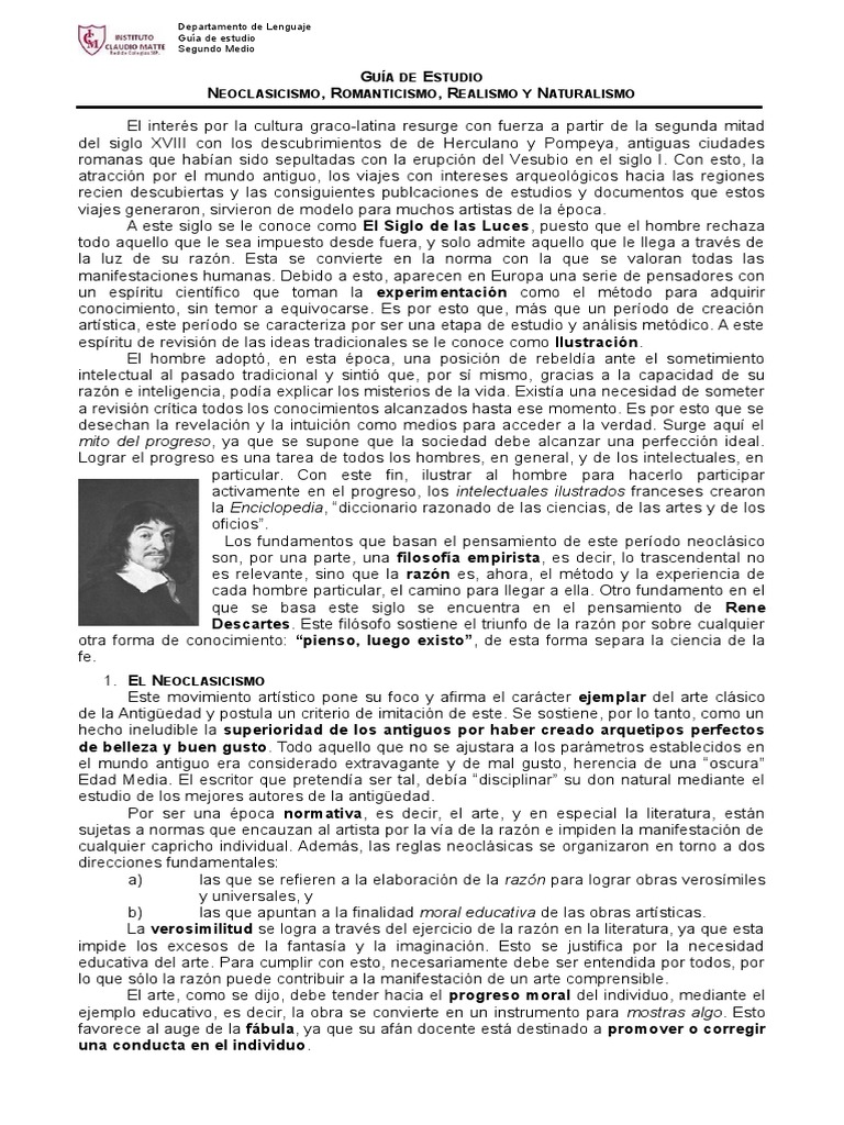 Neoclasicismo, Romanticismo, Realismo, Naturalismo | PDF | Romanticismo ...