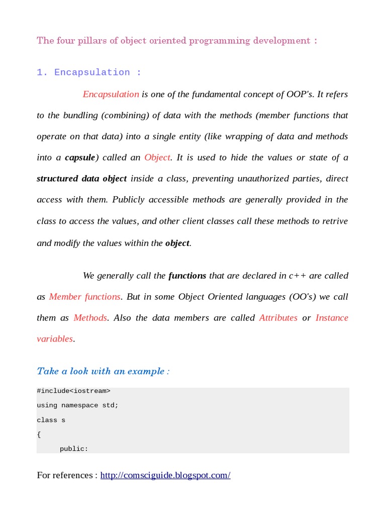 4 Pillars Pdf Inheritance Object Oriented Programming Object Oriented Programming