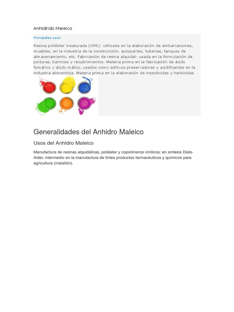 Anhidrido Maleico | PDF | Compuestos químicos | Sustancias químicas