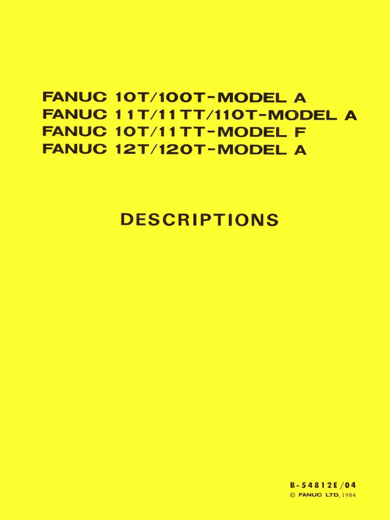 Fanuc 10T-F 11T-F 12T-F Model A&f Descriptions Manual (B-54812E 04) | PDF
