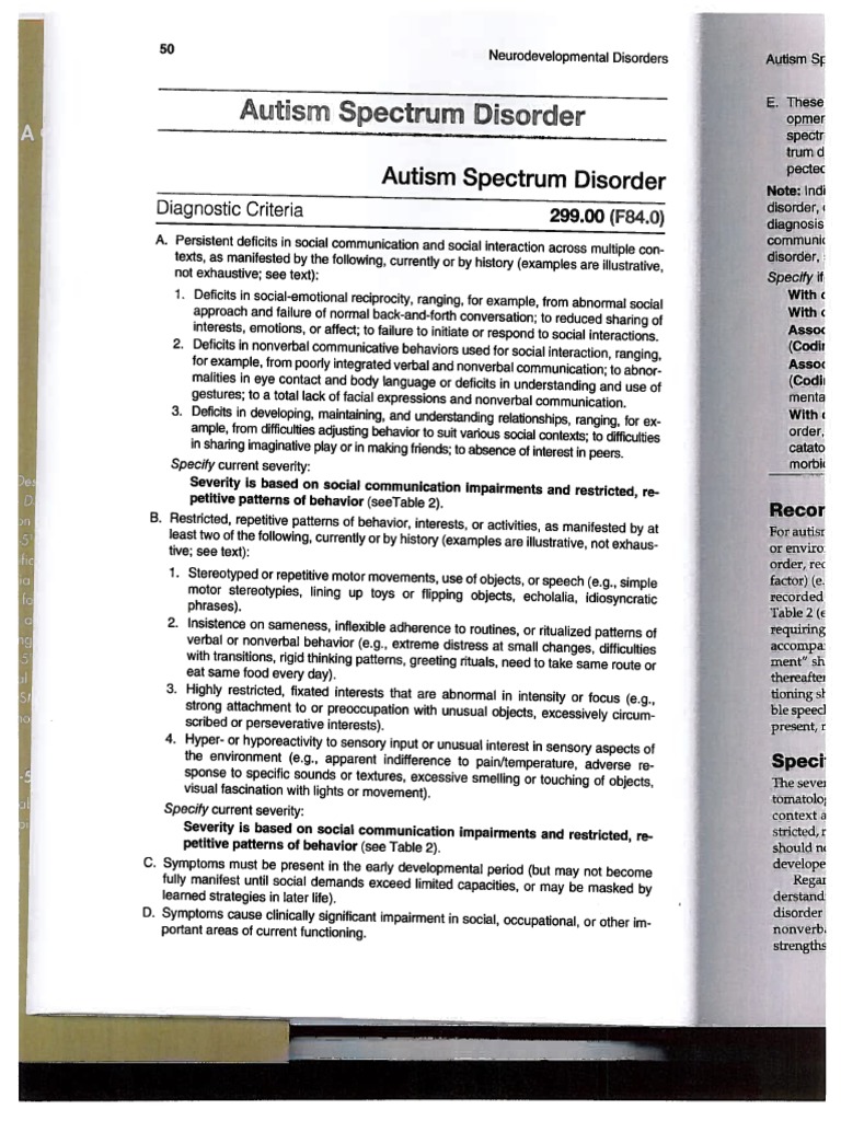 Autism Spectrum Disorder DSM-5 | PDF