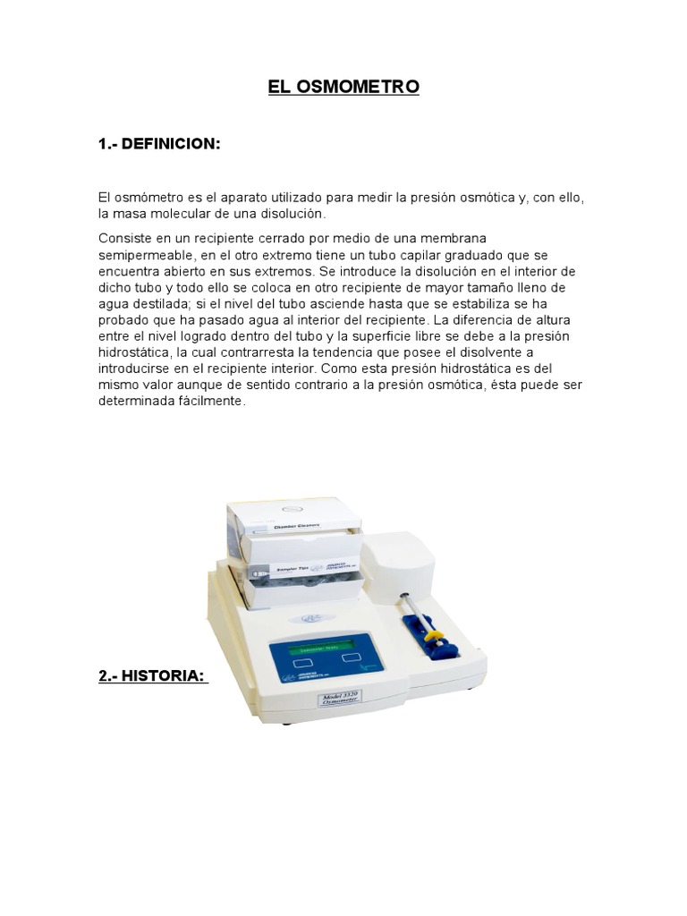 El Osmometro | PDF | Química Física | Física Aplicada e Interdisciplinaria