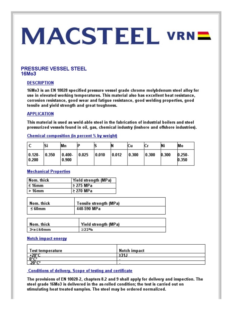 16Mo3 Steel: Properties and Applications | PDF | Computers