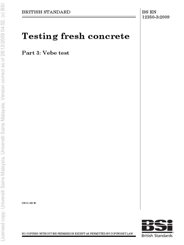 BS EN 12350-3-2009 Vebe Test PDF | PDF | Concrete