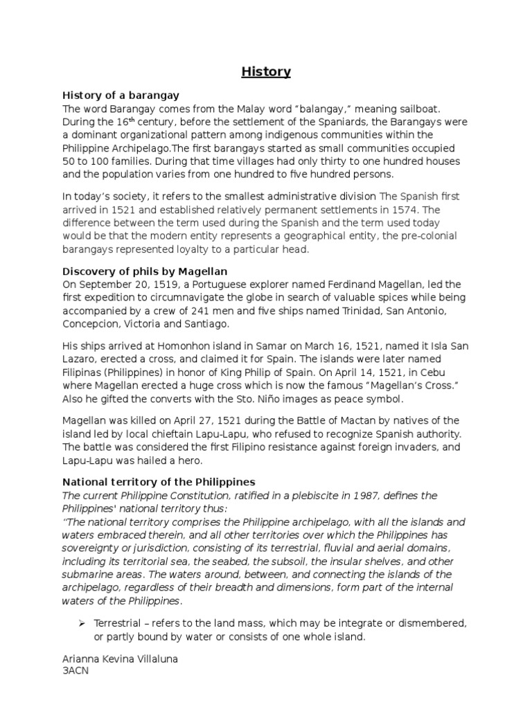 History of Barangay Ayi | PDF | Philippines | Science