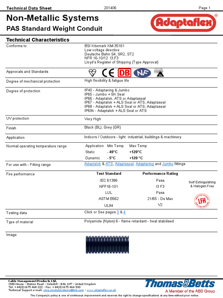 Non-Metallic Systems: PAS Standard Weight Conduit | PDF | Strength Of ...