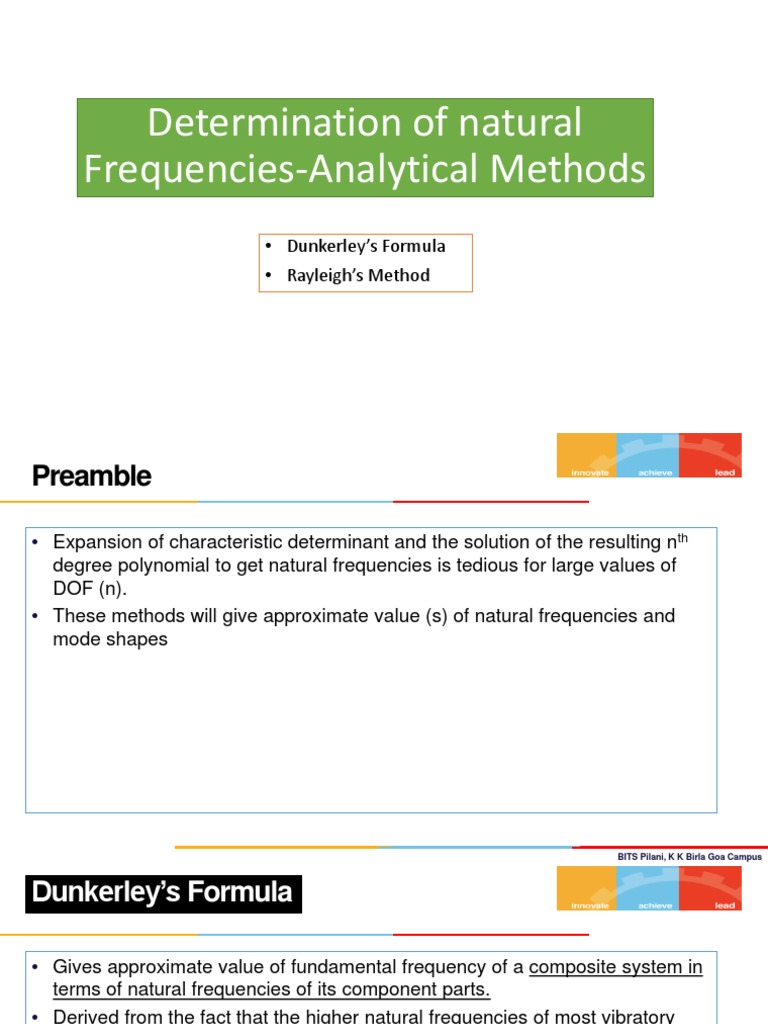 Determination of Natural Frequencies-Analytical Methods | PDF | Normal ...