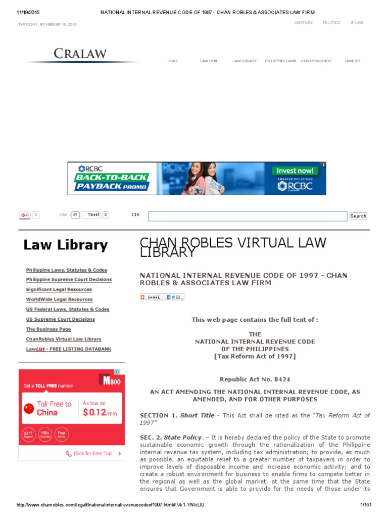 National Internal Revenue Code of 1997 | Internal Revenue Service ...