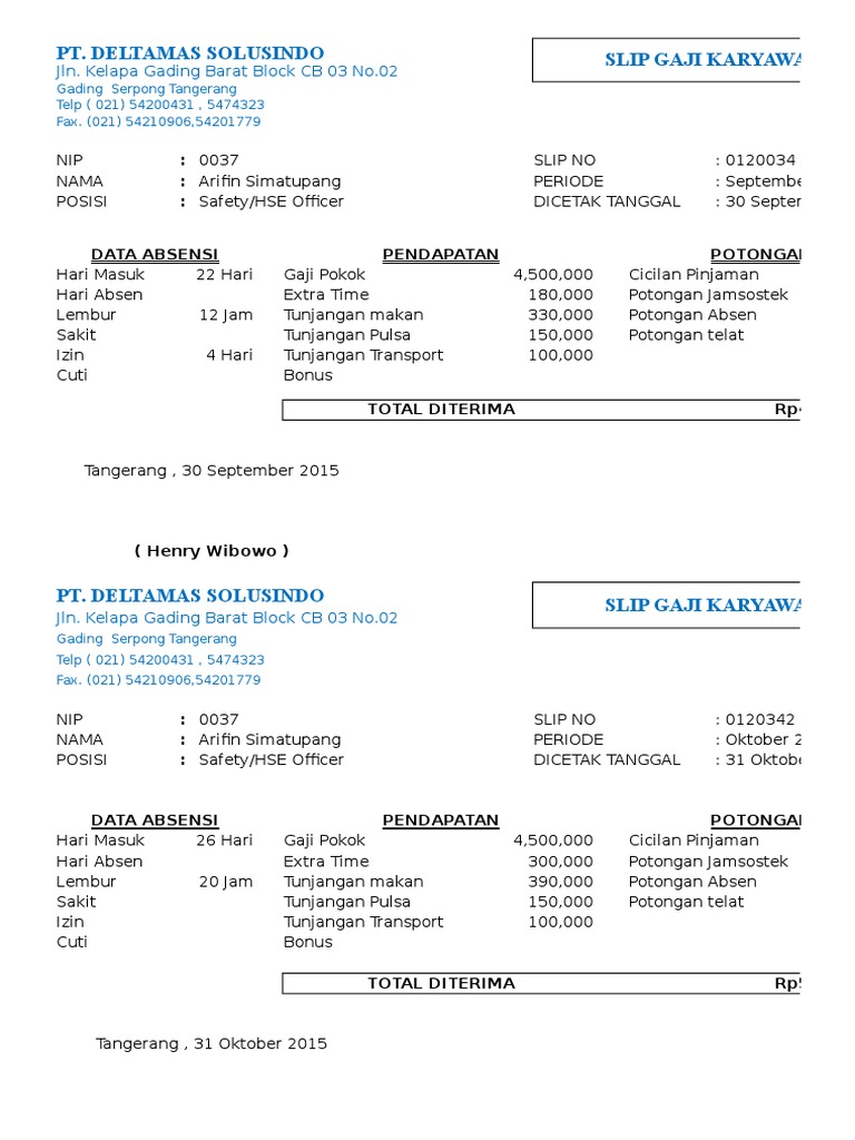 Contoh Form Gaji | PDF