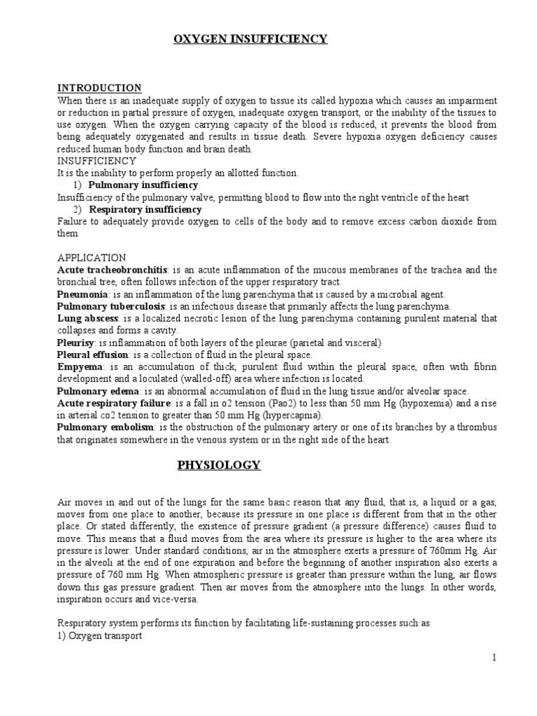 Oxygen Insufficiency | PDF | Exhalation | Lung