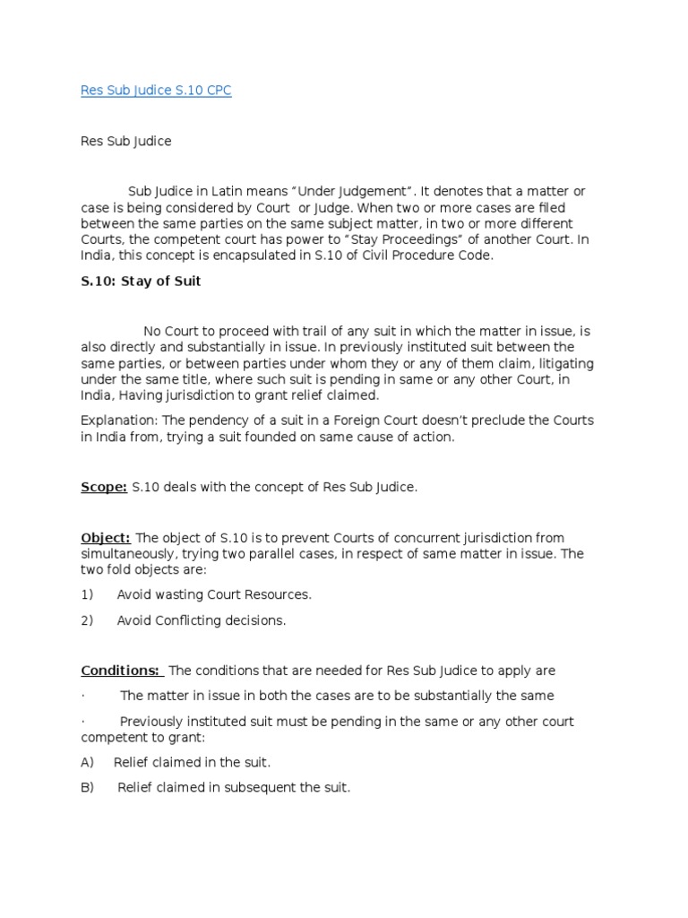 Res Sub Judice S | PDF | Res Judicata | Collateral Estoppel