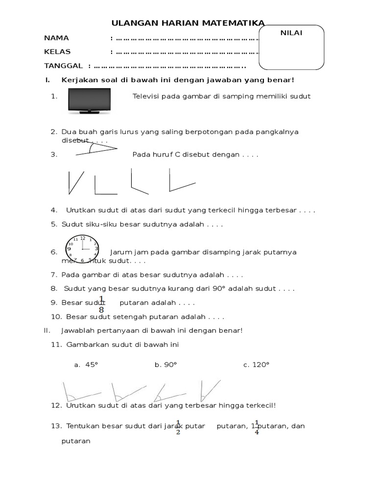 Ulangan Harian MTK | PDF | Game & Aktivitas | Metode & Bahan Ajar