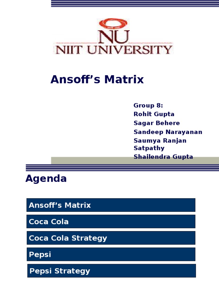 Final Ansoff's Matrix - v1 | PDF | Coca Cola | Pepsi