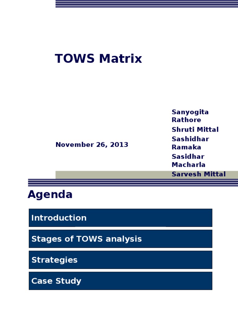 TOWS Matrix: Strategies and Analysis | PDF | Strategic Management ...