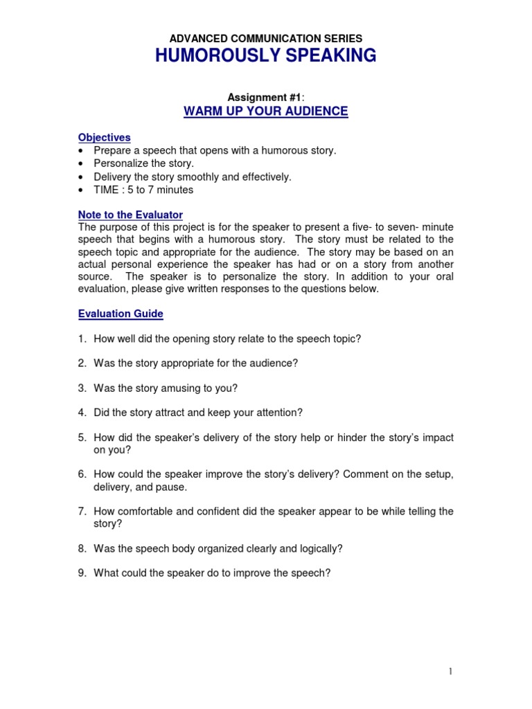 Mastering the Art of Humor: Five Speeches Focusing on Incorporating ...