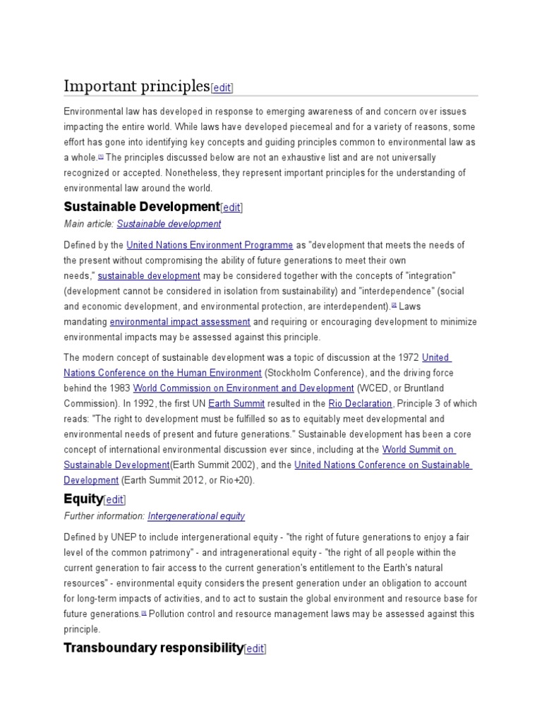 Important Principles: Sustainable Development | PDF | Environmental Law ...