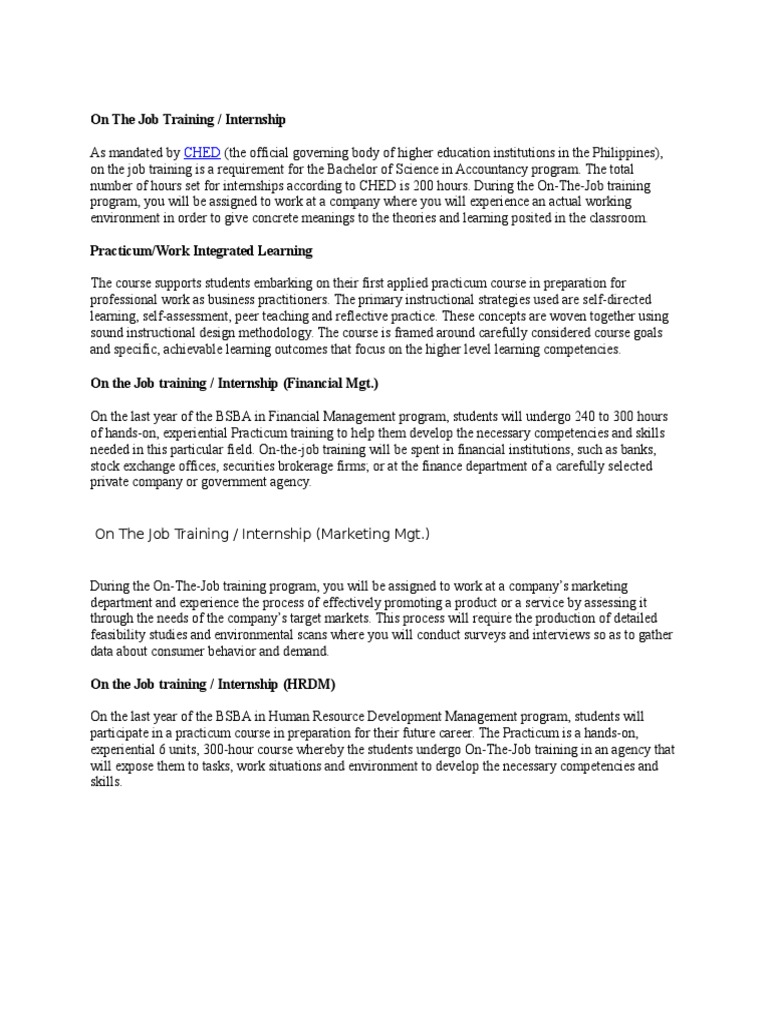 CHED OJT Requirements for College Students | PDF | Career & Growth ...