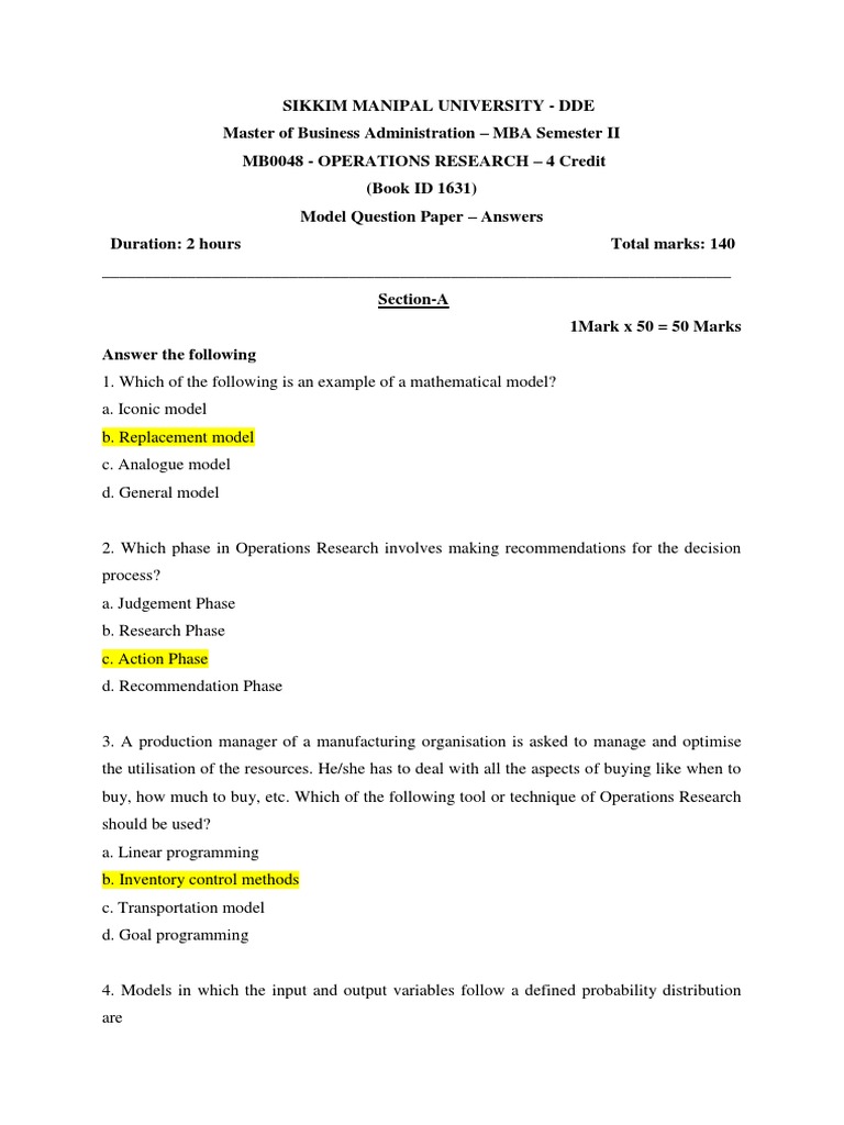 MB0048 Answer Keys | PDF | Mathematical Optimization | Linear Programming