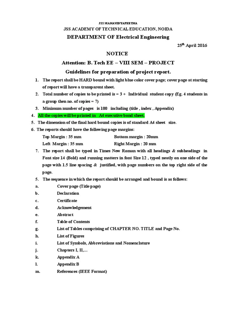 DEPARTMENT OF Electrical Engineering Notice Attention: B. Tech EE - VIII SEM - PROJECT ...