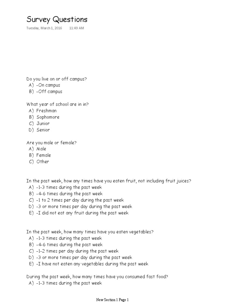 College Students' Eating Habits Survey | PDF | Cooking, Food & Wine