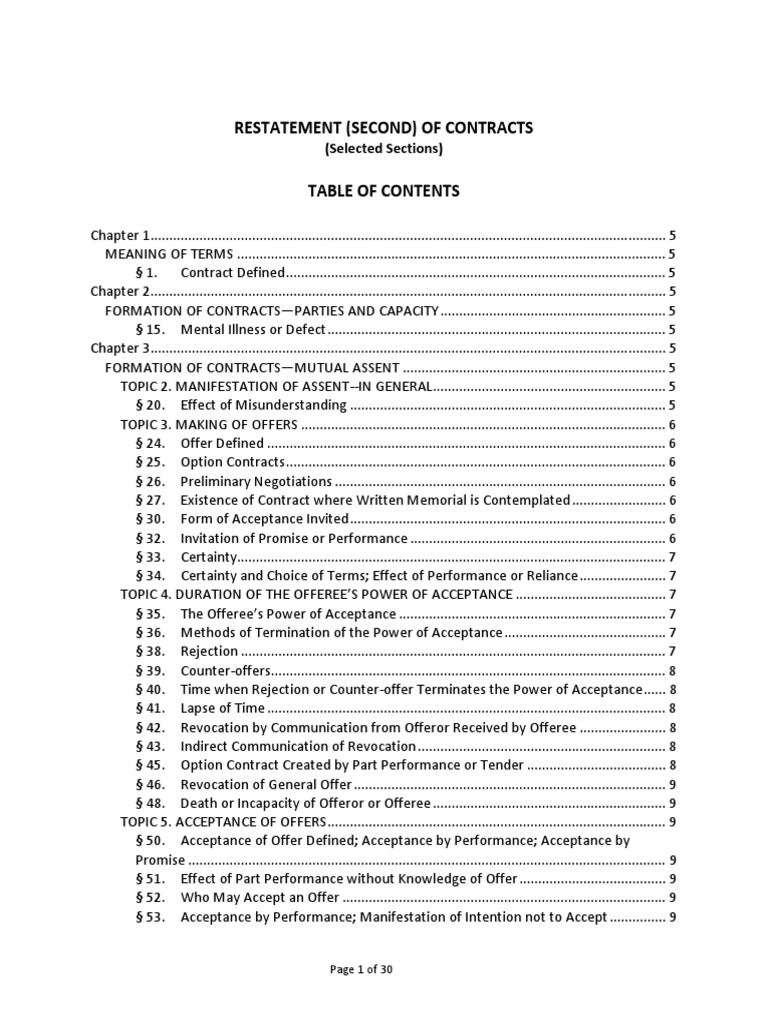 2nd Restatement of Contracts | PDF | Offer And Acceptance | Assignment ...