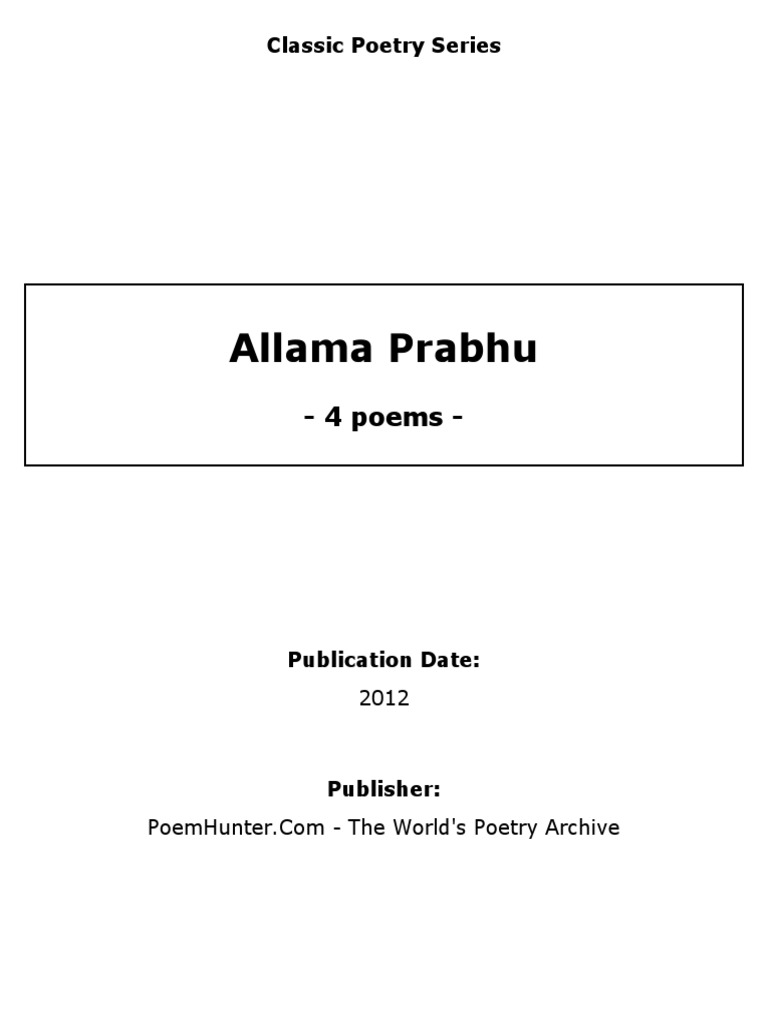 Allama_prabhu_his Life and a Few of His Vachanas | Poetry | Religion ...