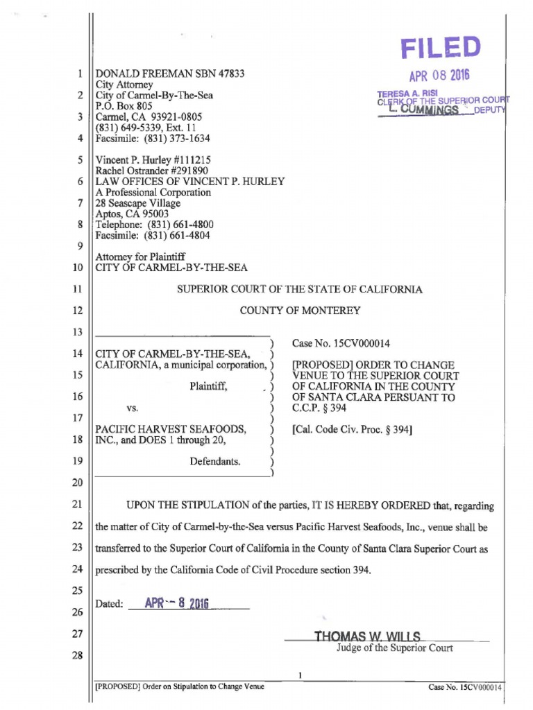 Legal Venue Change Order | PDF | Mail | Fax