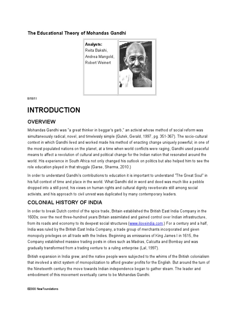 Gandhi's Educational Philosophy Explained | PDF | Mahatma Gandhi | Dharma