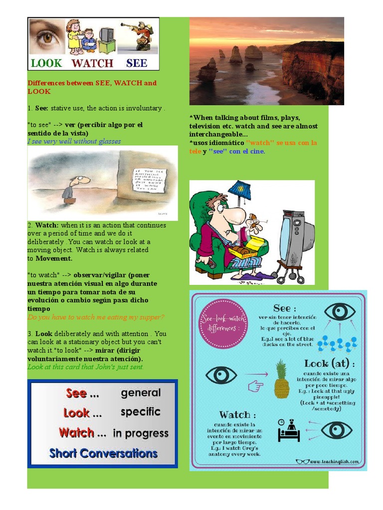 See, Watch, Look: Key Differences Explained | PDF | Language Arts ...