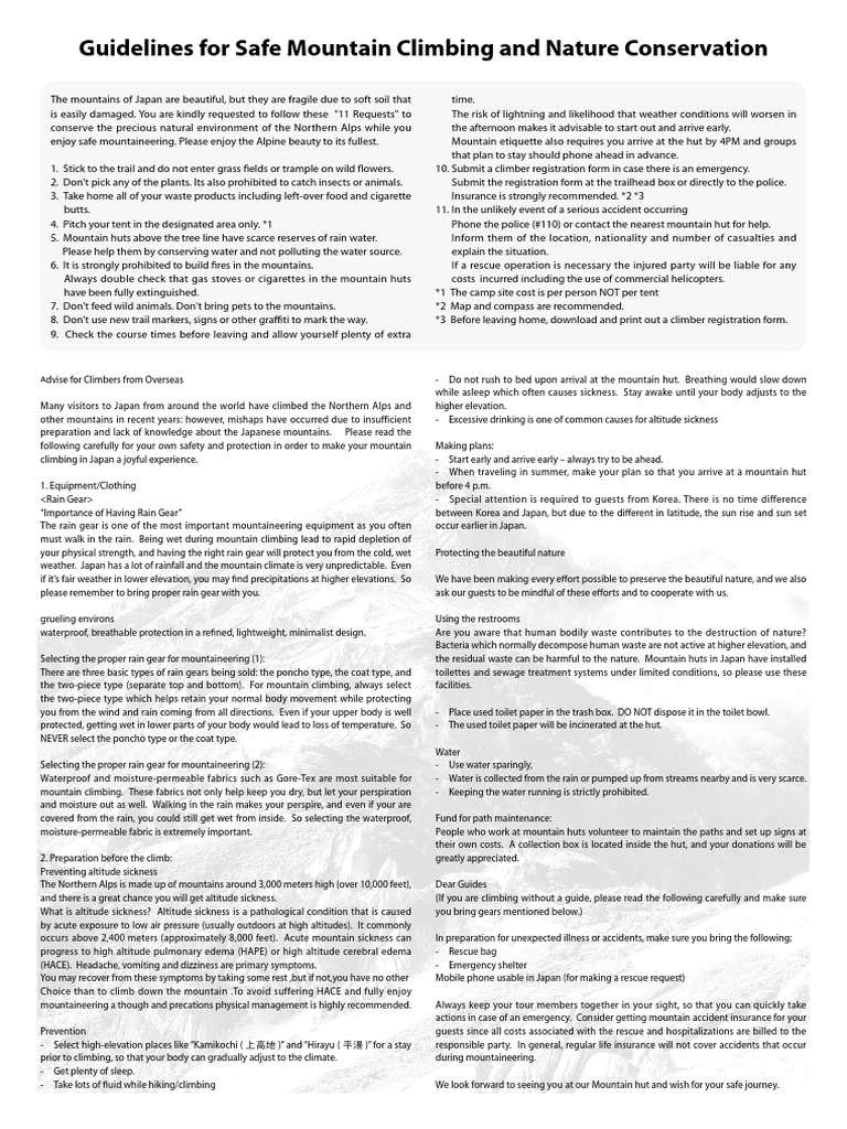 Safe Mountain Climbing | PDF | Mountaineering | Weather