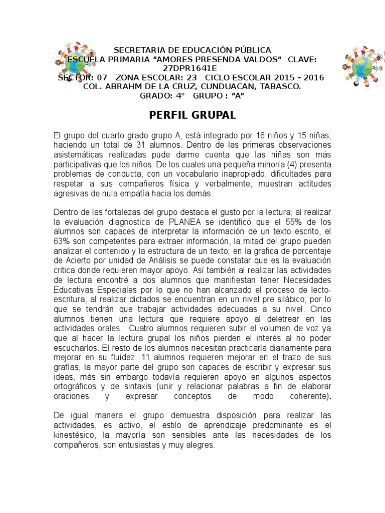 1.-perfil grupal | Lectura (Proceso) | Aprendizaje