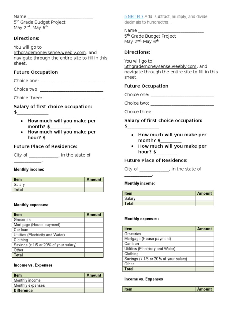 5.NBT.B.7: Add, Subtract, Multiply, and Divide Decimals To Hundredths ...