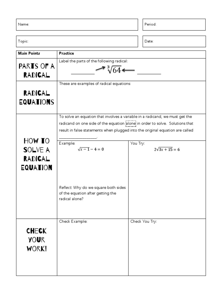 Solving Radicals Guided Notes-2 | PDF | Teaching Methods & Materials ...